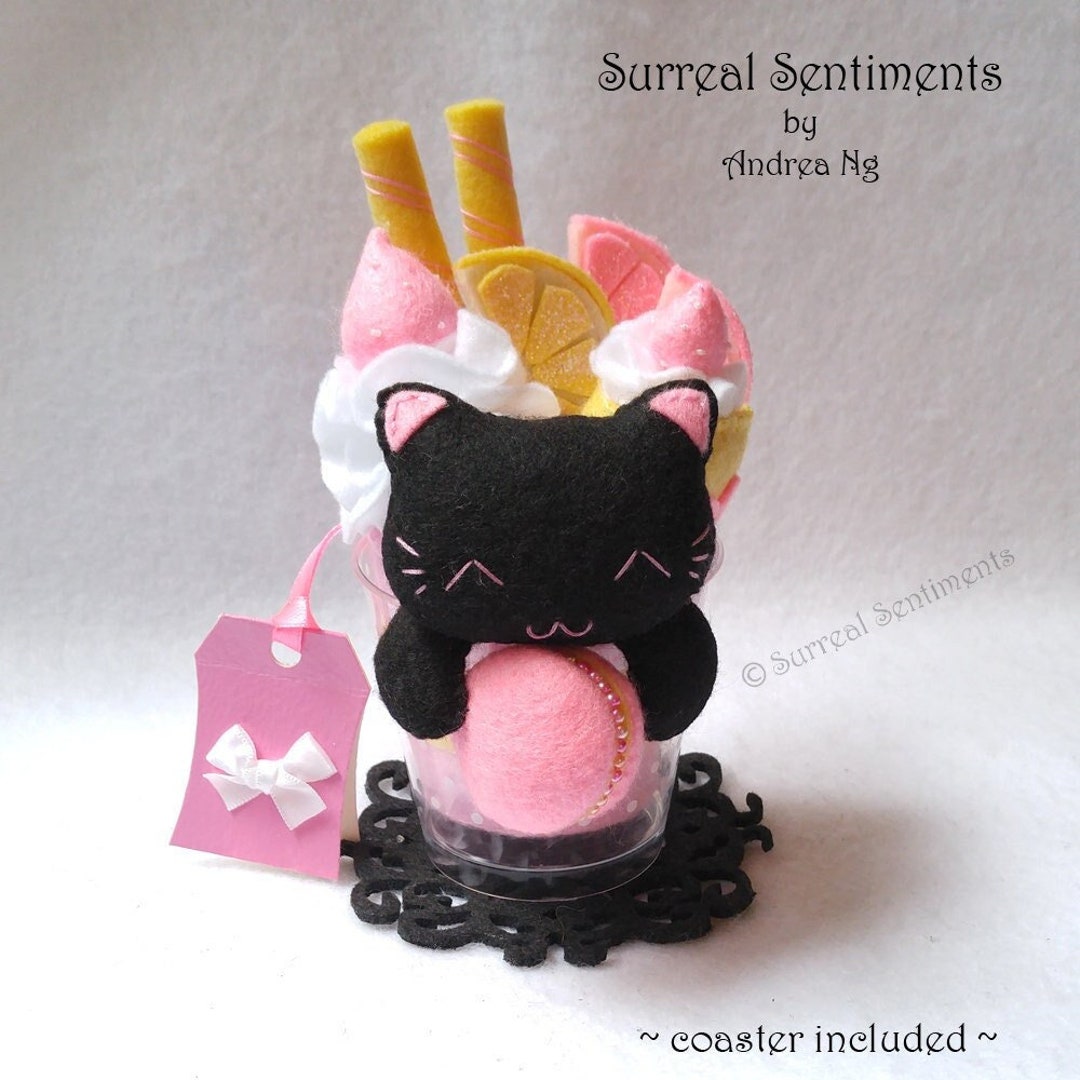 Sparkly Pink Lemonade Black Cat Parfait Glitter Fruit Kawaii Lemonade ...