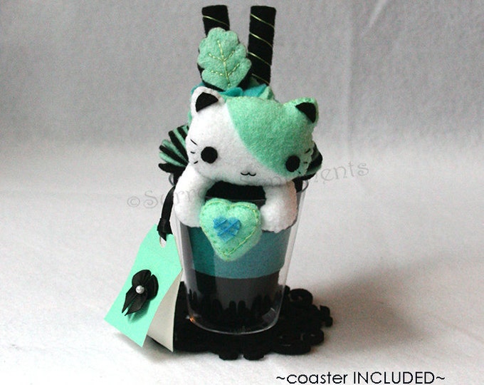 Surreal Mint Cat Parfait Kawaii Plushie Cat Plush Heart - Etsy