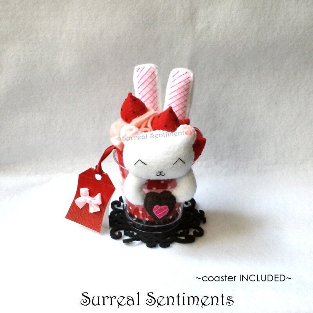 Strawberry White Bear Ice Cream Parfait Teddy Bear Valentine's Gift ...