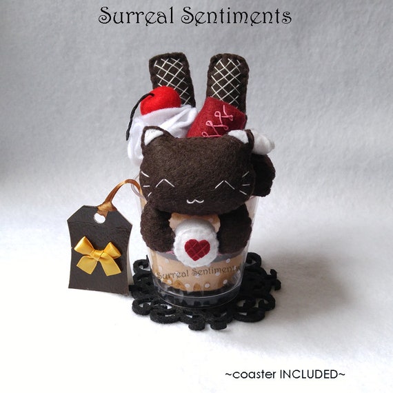 Caramel Chocolate Fudge Cat Parfait Shelf Sitter Cute Desk | Etsy