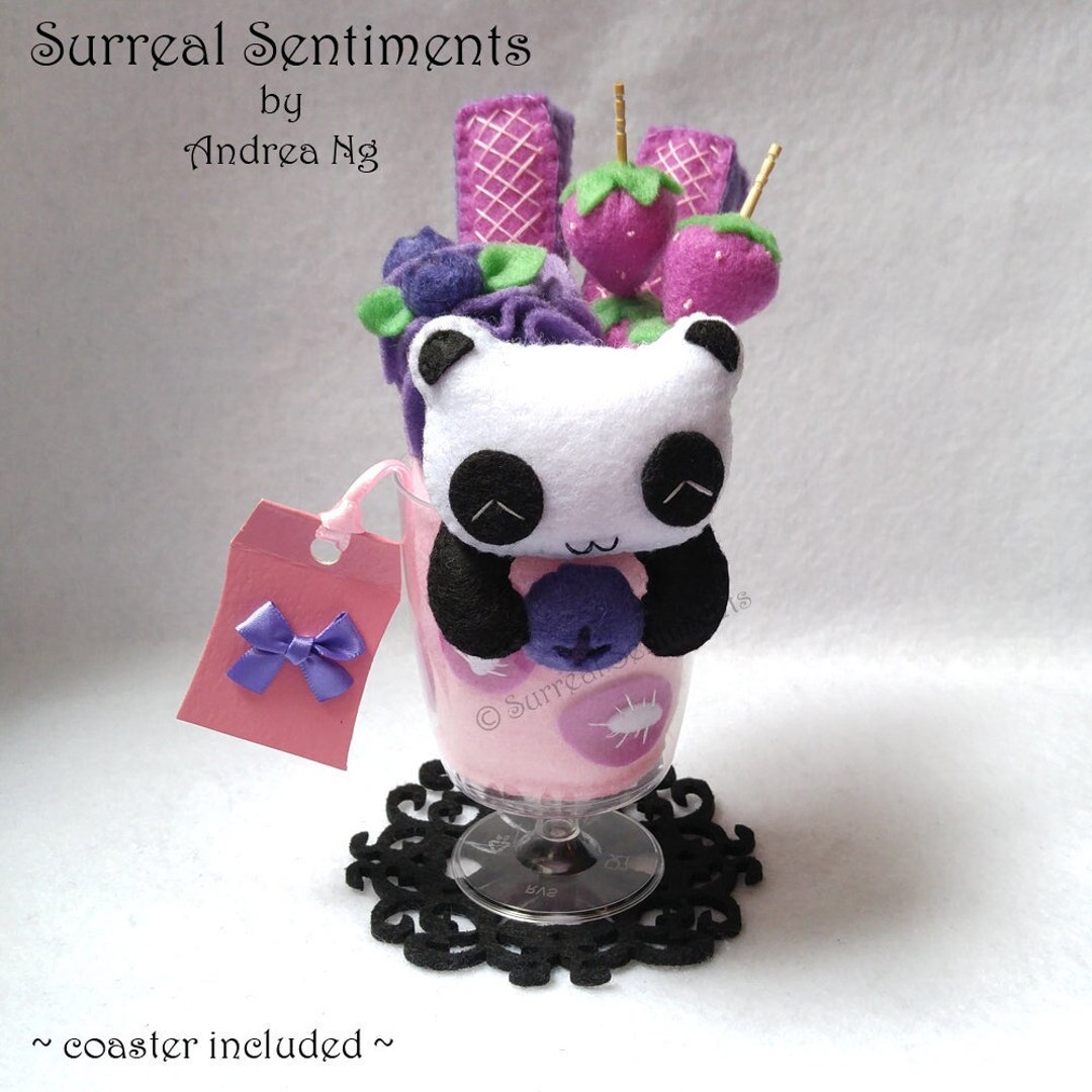 Strawberry Wildberry Panda Sundae Felt Dessert Strawberry Dango Felt ...
