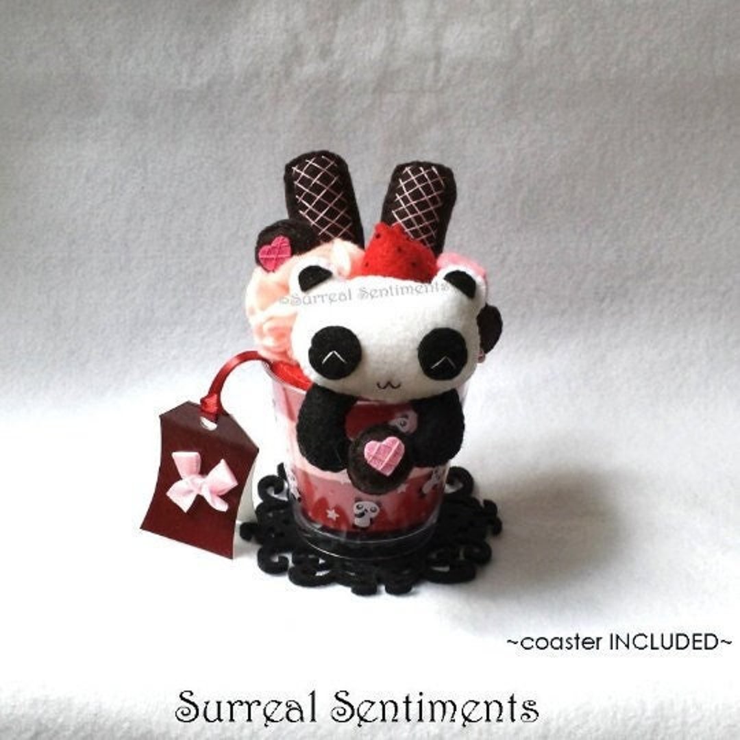 Strawberry Chocolate Panda, Gift for Her, Panda Strawberry, Chibi Panda ...