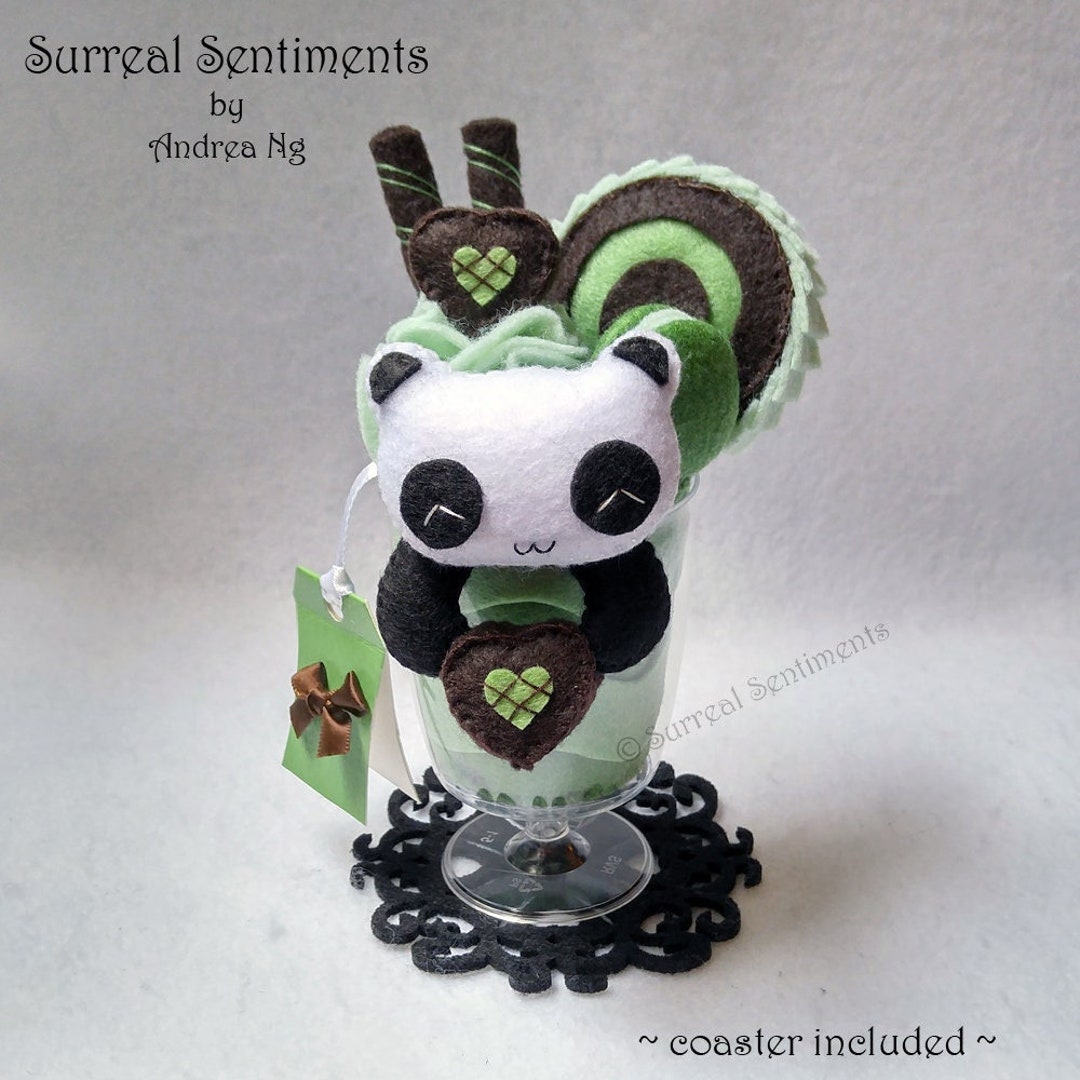 Chocolate Matcha Ice Cream Panda Plush Kawaii Panda Green Tea Shelf ...