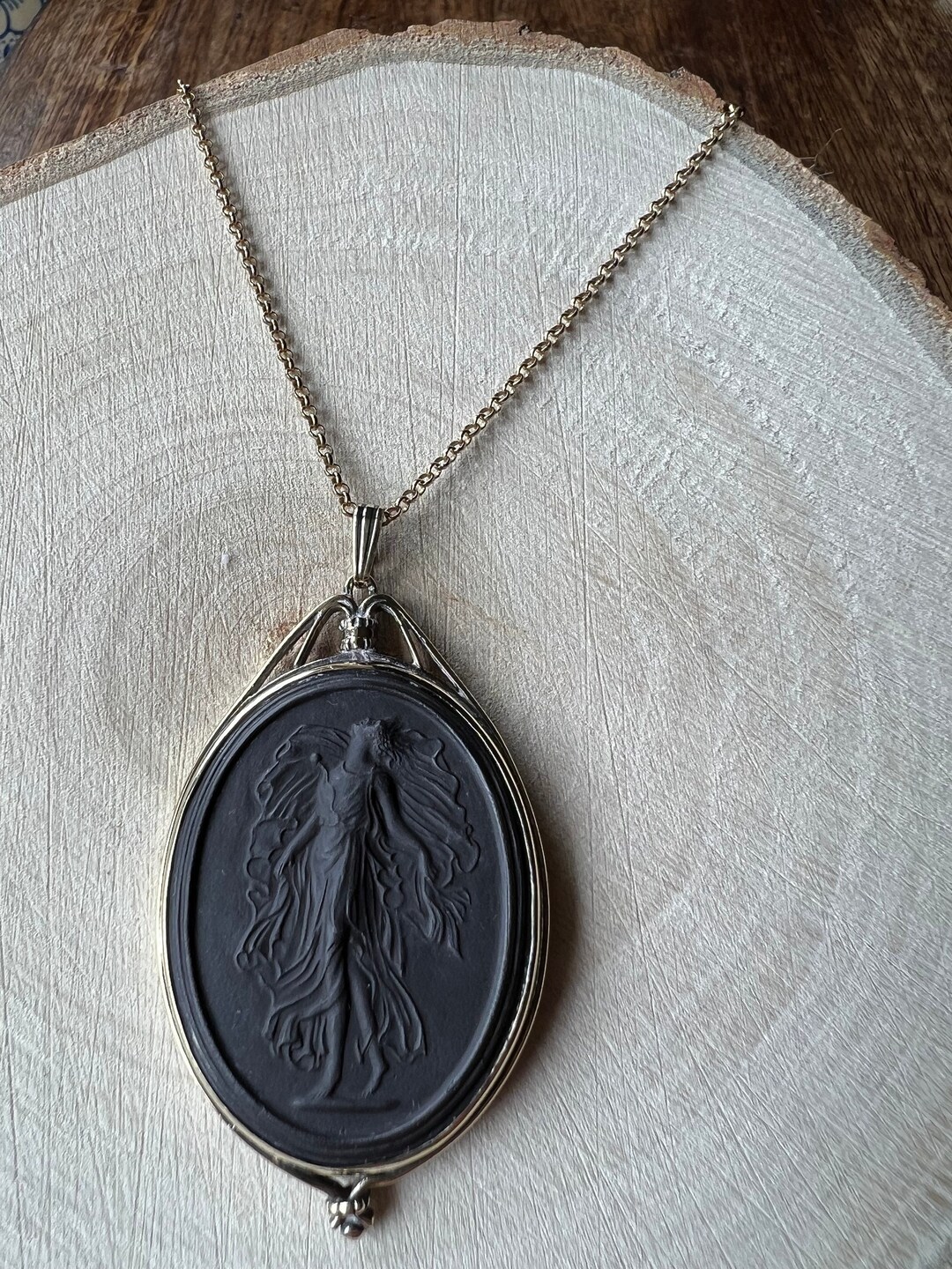 Vintage Wedgwood Black Basalt Jasperware Large Cameo Pendant - Etsy