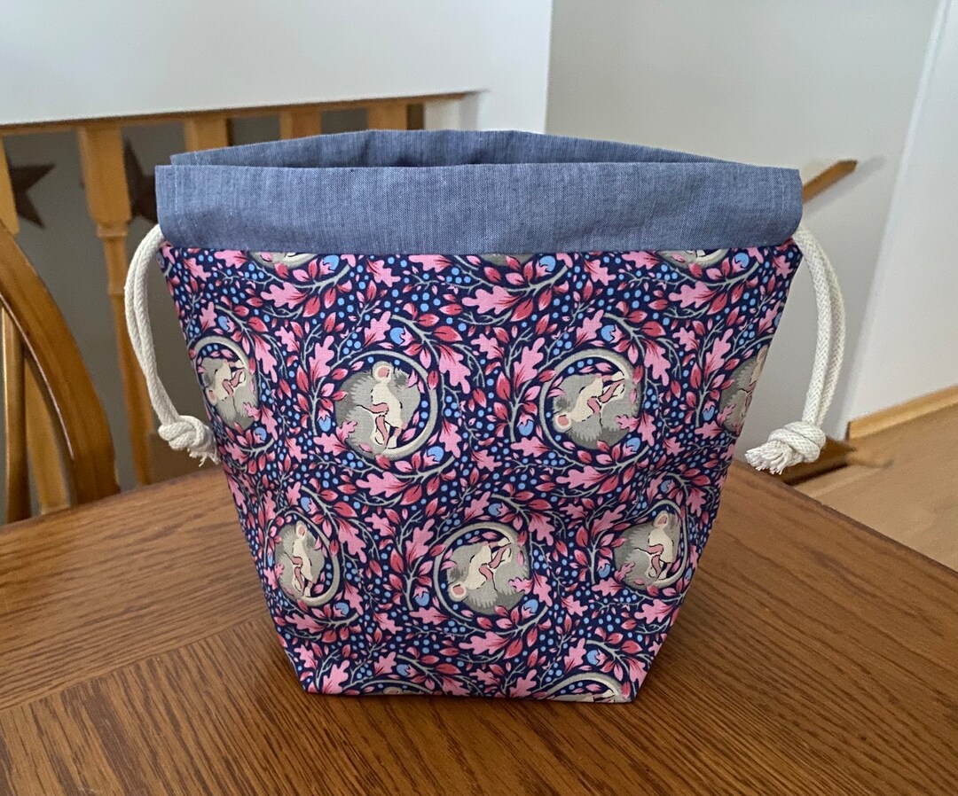Slumber Mouse Themed Small Drawstring Sock Sack Project Bag. - Etsy