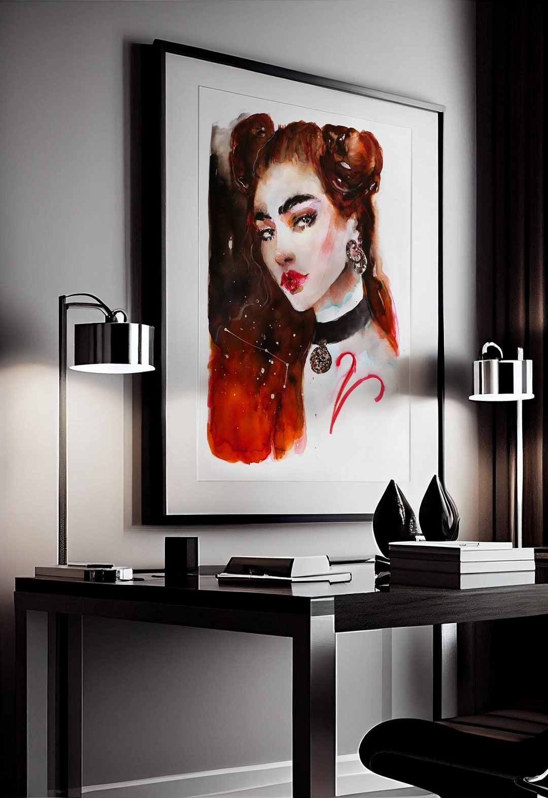 Aries Girl Poster. Astrology Art Print, Feminine Star Sign Wall Art ...