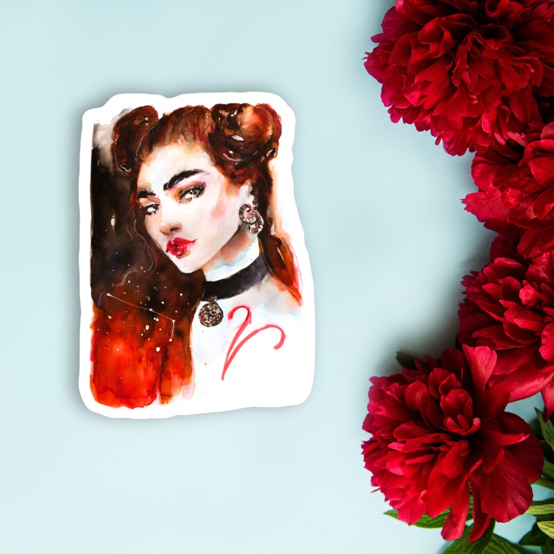 Zodiac Sticker. Aries Girl Decal. Astrology Art, Feminine Star Sign ...
