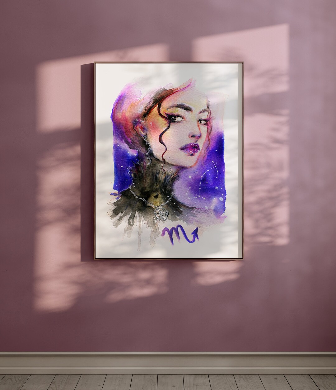 Scorpio Girl Poster. Astrology Art Print, Feminine Star Sign Wall Art ...
