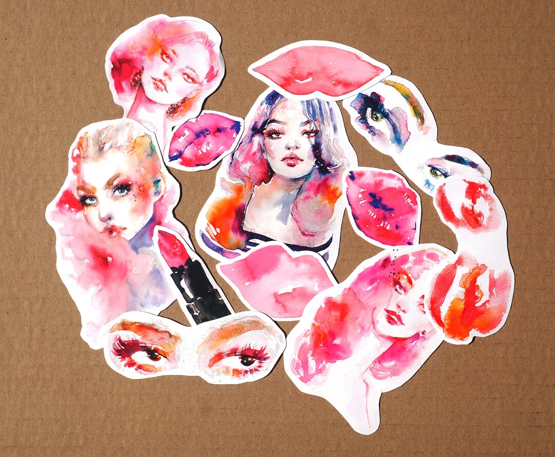 PINK VIBES Fashion Illustration Art Adhesive Paper Stickers - Etsy
