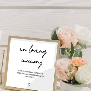 DIY in Loving Memory Editable Printable Sign Template for Wedding ...