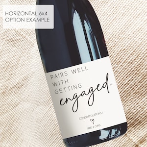 DIY Template Engagement Wine Label, Gift for Bride Couples, Pairs Well ...