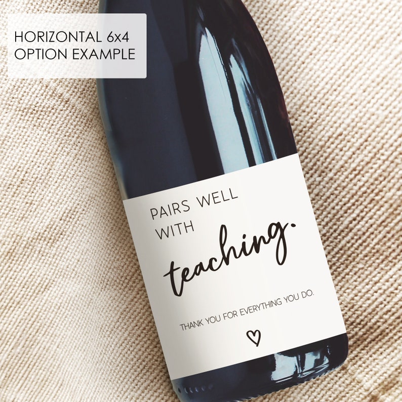 Teacher Appreciation Gift, Teacher Thank You Wine Labels, Gift for ...