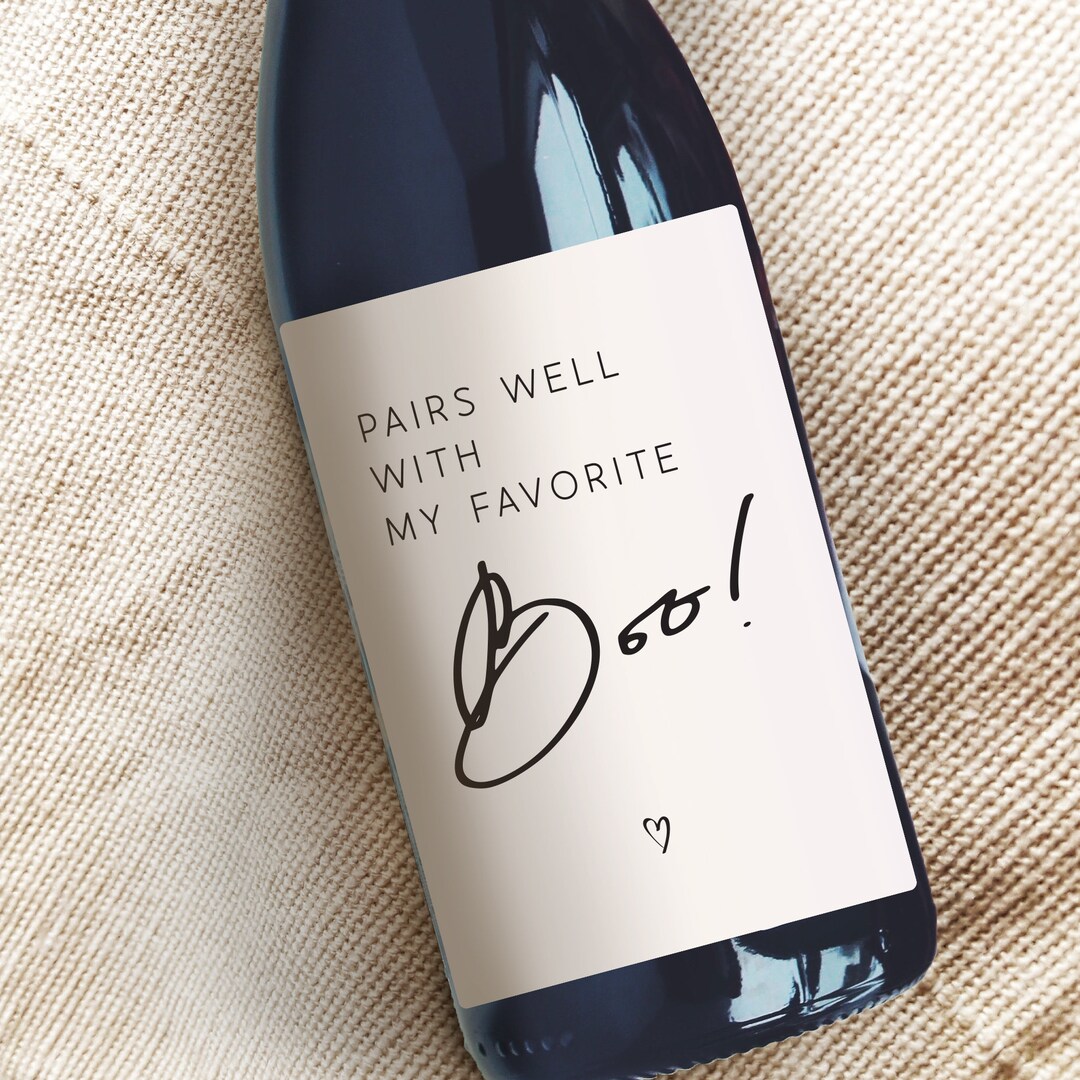 Funny Couples My Boo Halloween Wine Label, Valentine Gift for Her, Gift ...