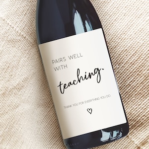 Teacher Appreciation Gift, Teacher Thank You Wine Labels, Gift for ...