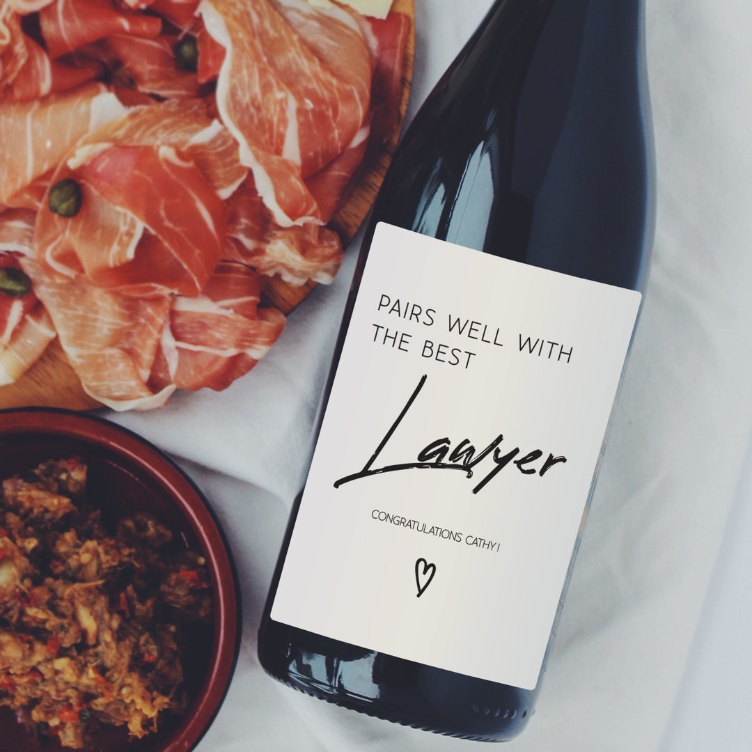 Personalized Lawyer Wine Label, Achievement Thank You Gift for Lawyer ...