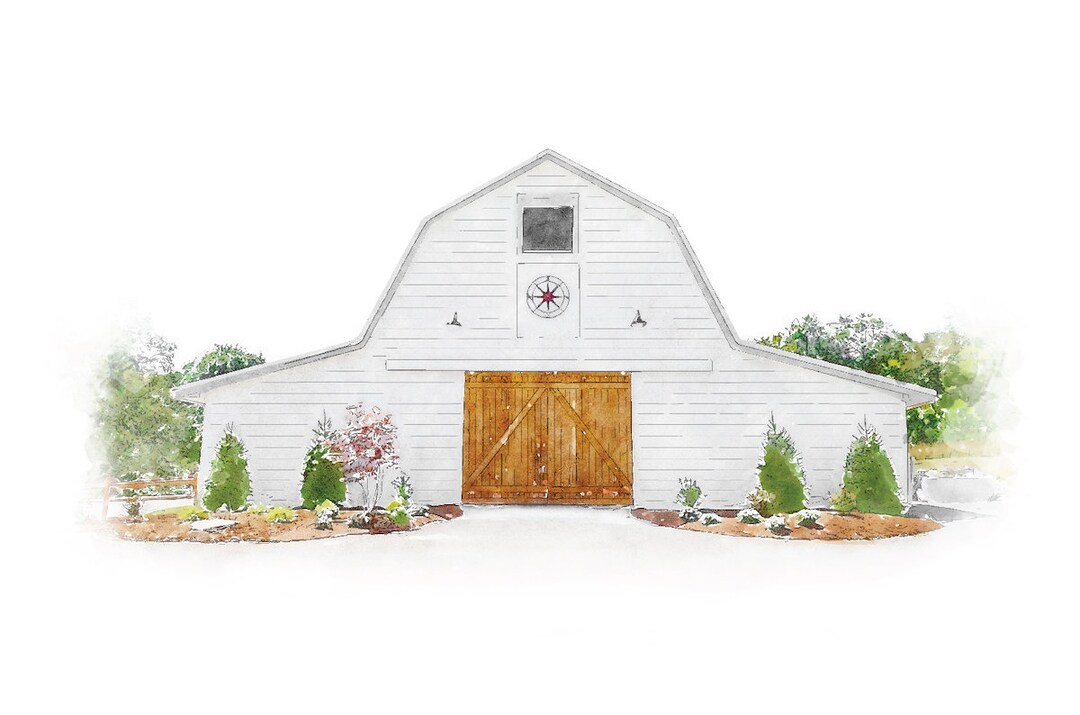 Custom Watercolor Farmhouse Portrait, Farmhouse Painting From Photo ...