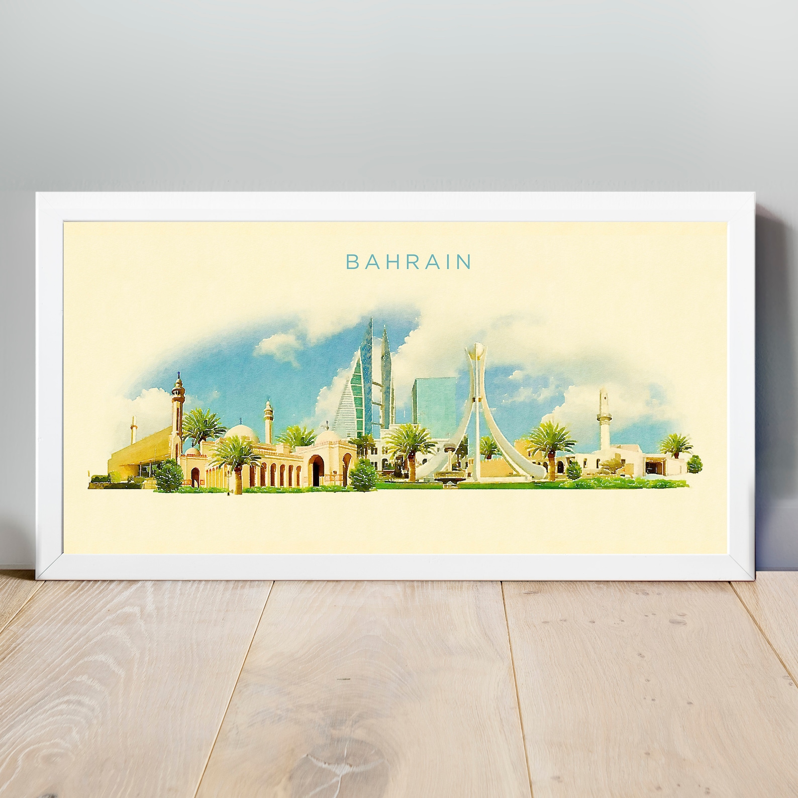 Watercolor Bahrain Illustration, Bahrain Artwork, Bahrain Skyline ...