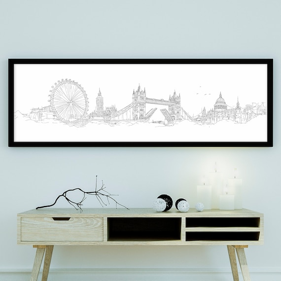London City Sketch Poster Hand Drawing London Panoramic | Etsy
