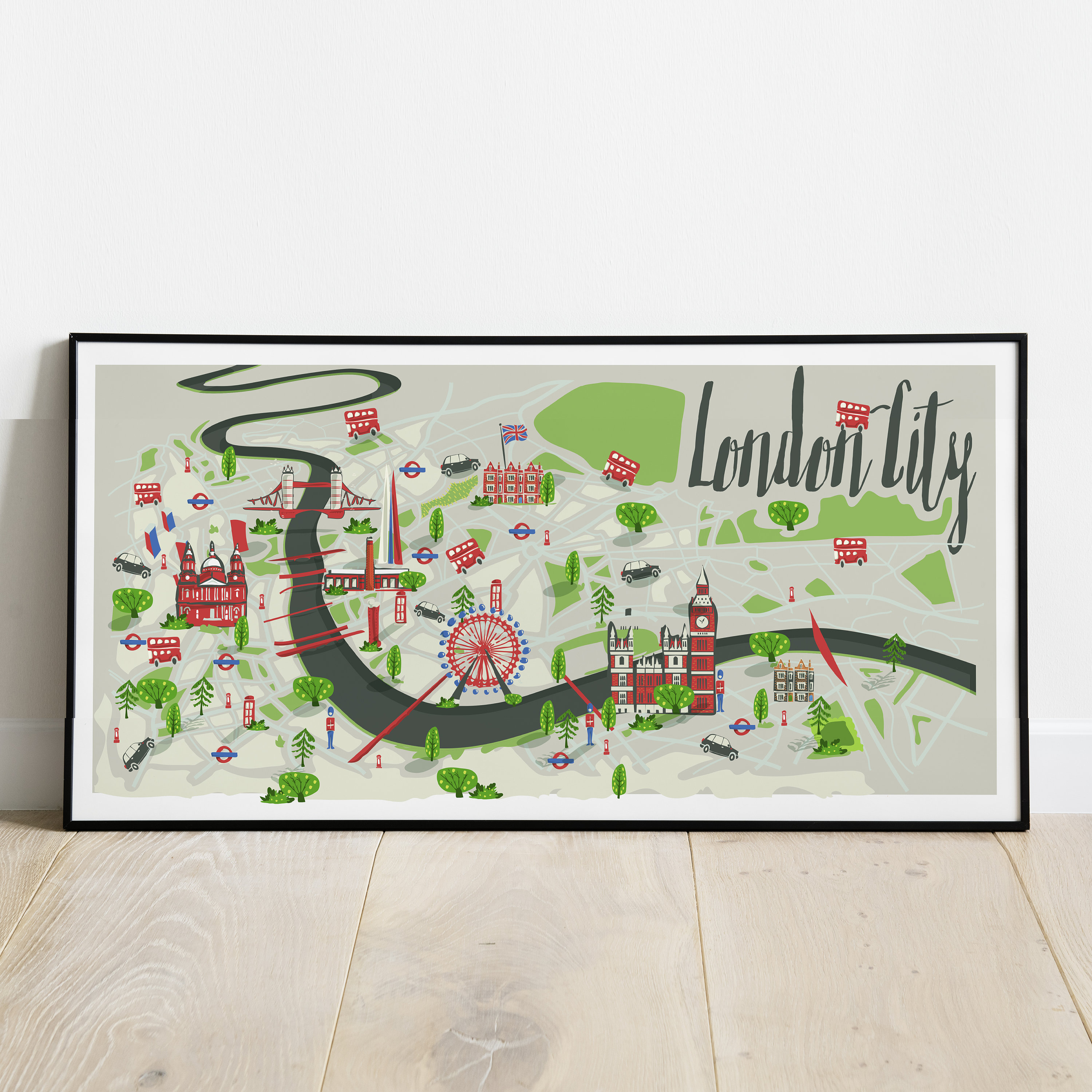 London City Map Illustration London Panoramic Poster Hand | Etsy