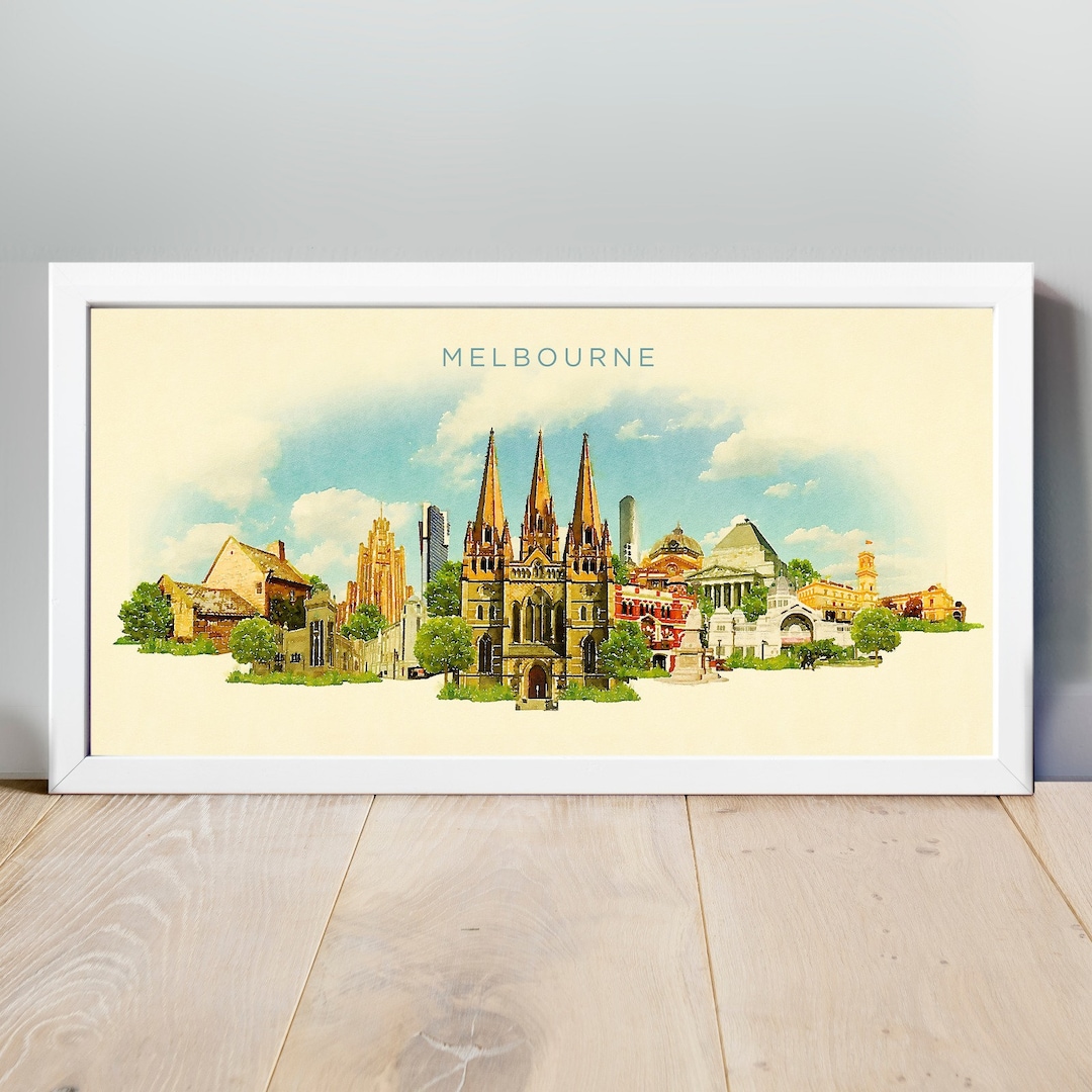 Watercolor Melbourne Illustration, Melbourne Artwork, Melbourne Skyline ...