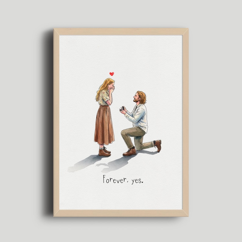 Anniversary Gift, Valentines Gift, Couple Proposal Portrait, Watercolor ...
