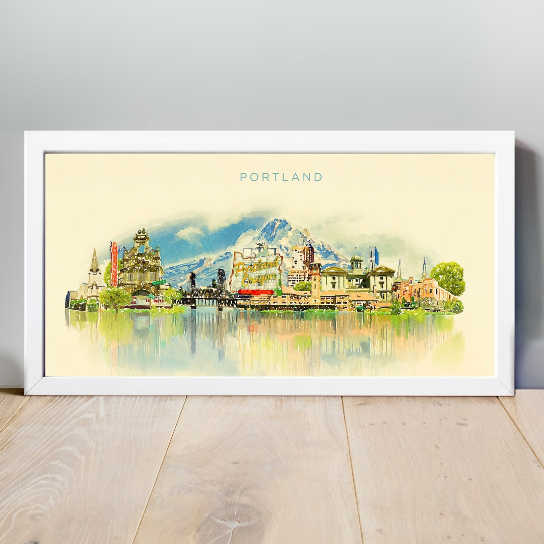 Portland Skyline, Portland Poster, Portland Artwork, Portland Print ...