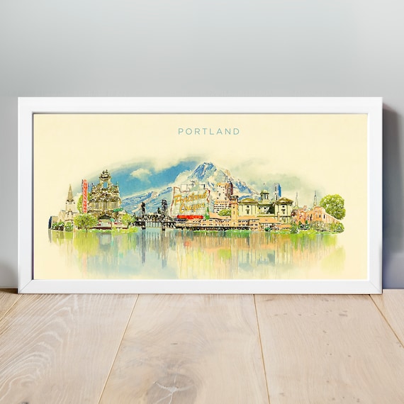 Portland Skyline Portland Poster Portland Artwork Portland - Etsy
