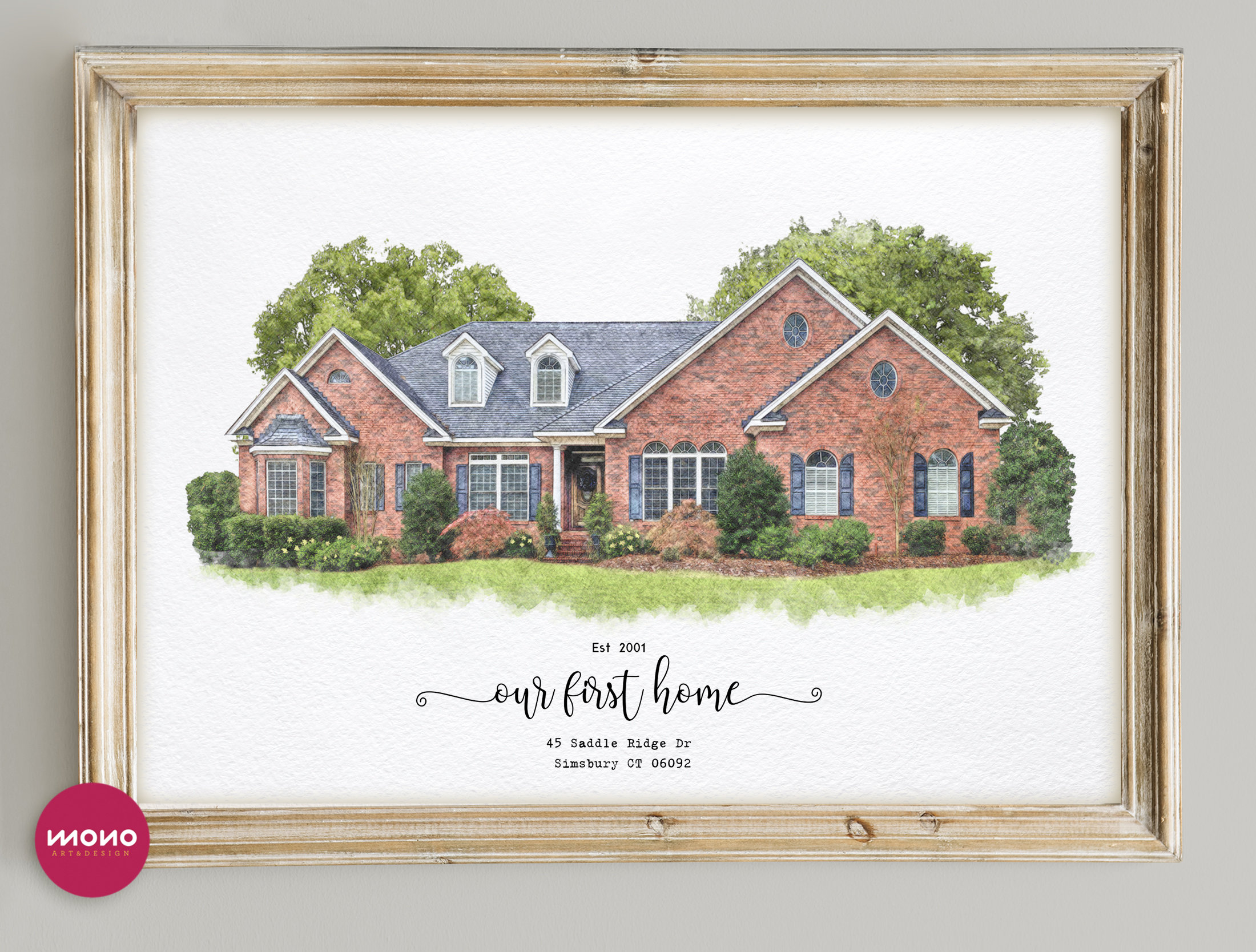 Art & Collectibles Painting Personalized Wedding Gift House ...