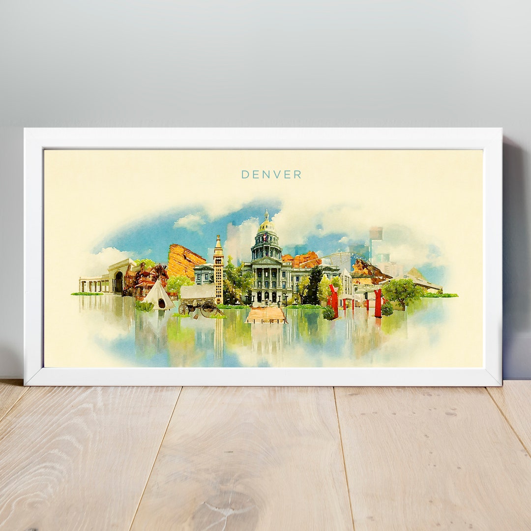 Denver Skyline, Denver Poster, Denver Artwork, Denver Art Print ...
