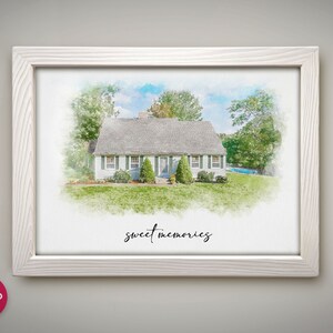 Custom House Drawing, House Illustration, Watercolor House Painting ...