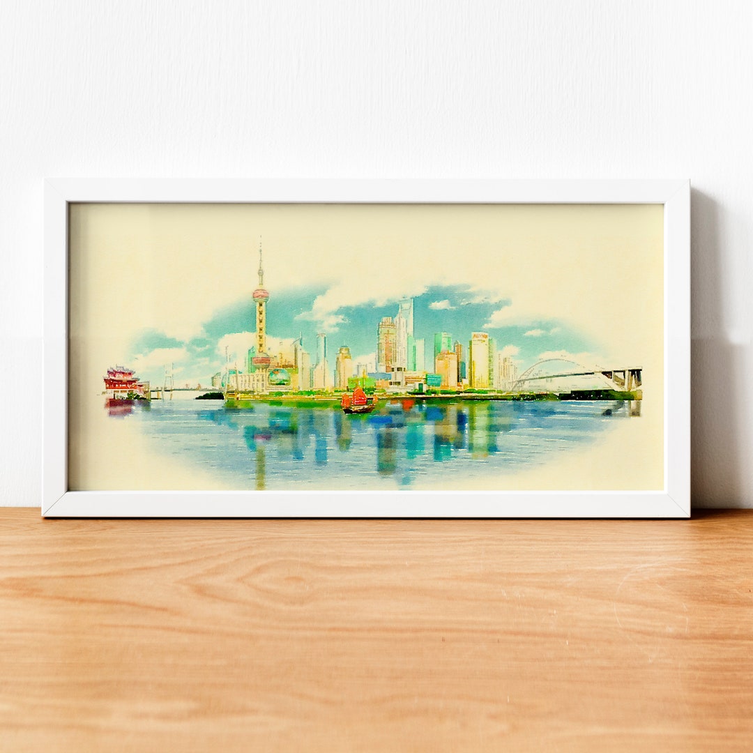 Watercolor Shanghai City Illustration, Shanghai Artwork, Shanghai ...