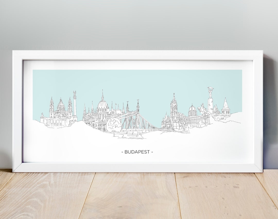 Budapest City Sketch Poster, Hand Drawing Budapest Panoramic Poster ...