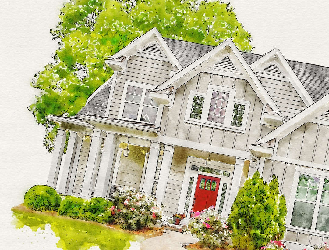 House Drawing House Illustration House Painting Home - Etsy