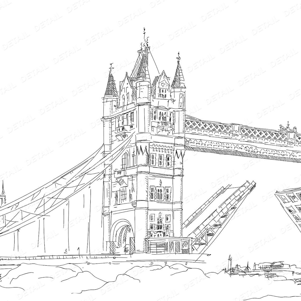 London City Sketch Poster, Hand Drawing London Panoramic Poster, London ...