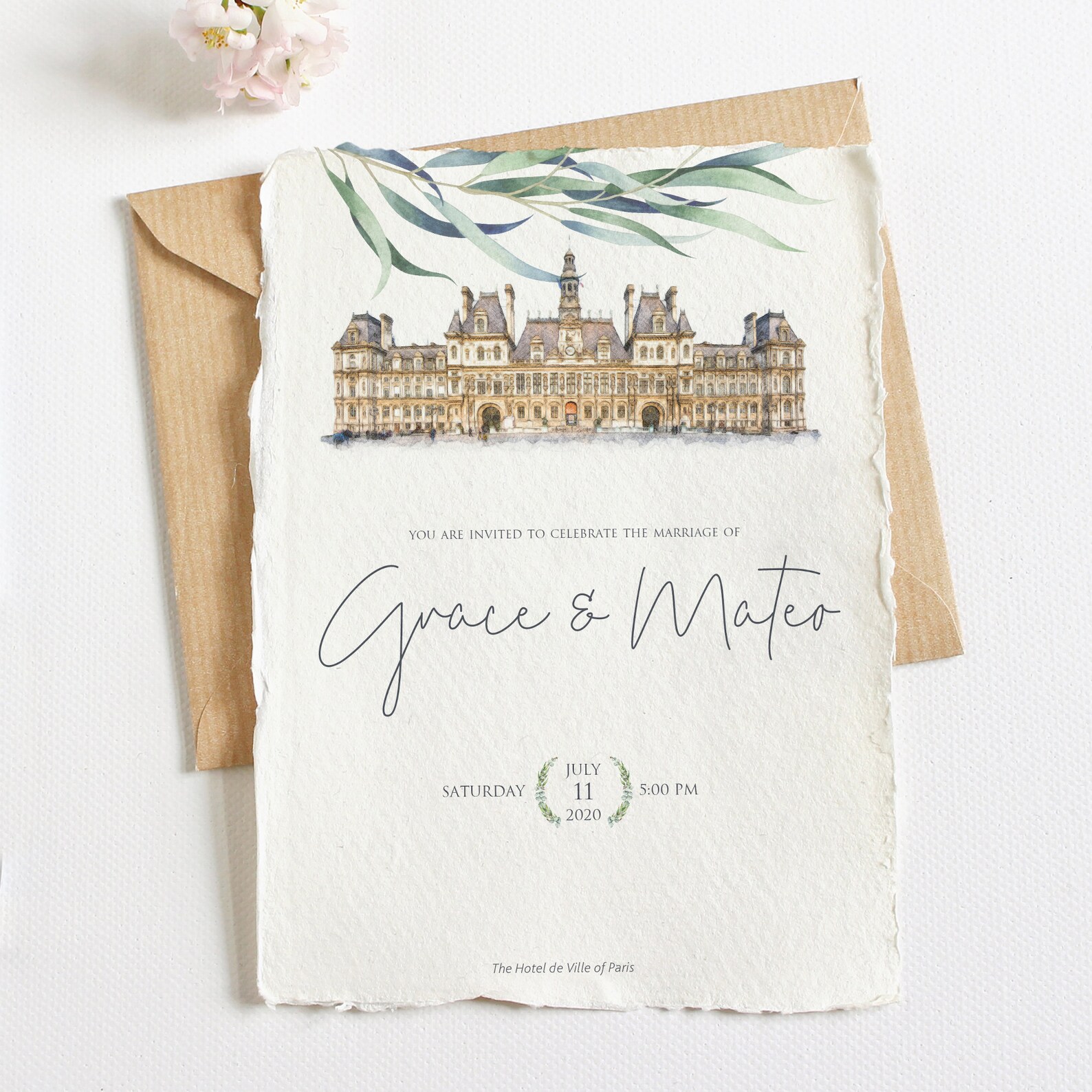 Custom Church Wedding Invitation Wedding Invites Watercolor | Etsy