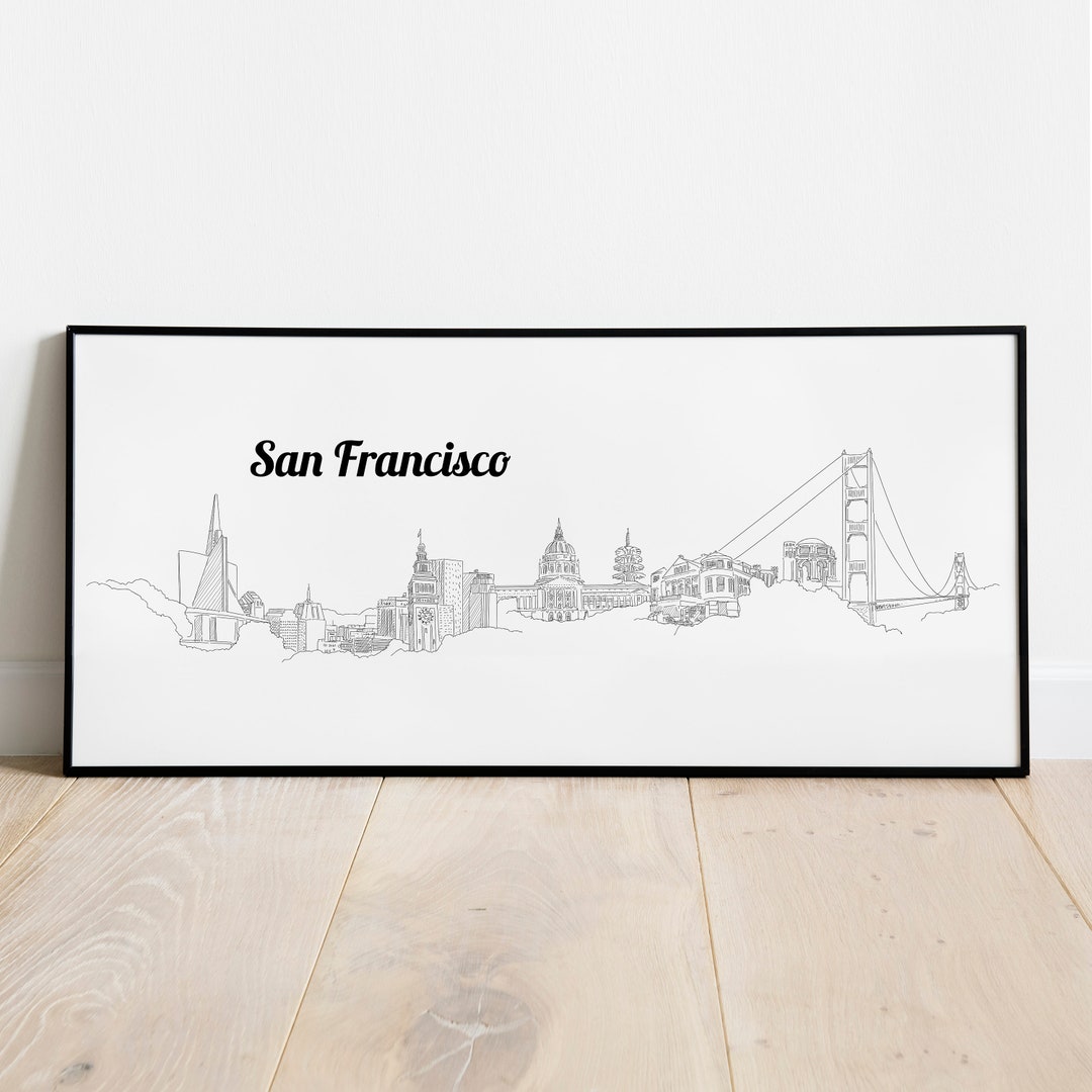 San Francisco City Sketch Poster, Hand Drawing San Francisco Poster ...