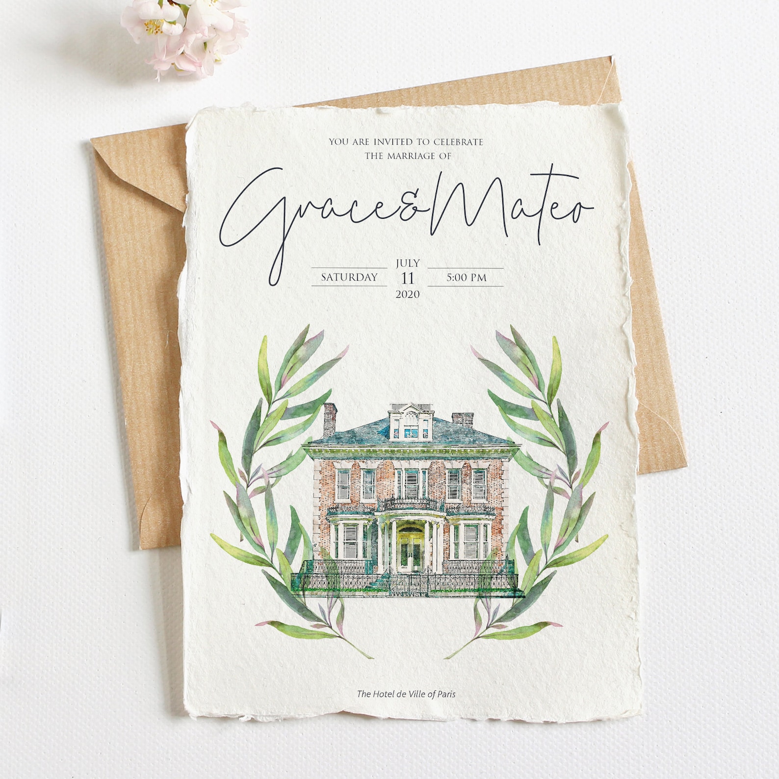 Custom Church Wedding Invitation Wedding Invites Watercolor | Etsy