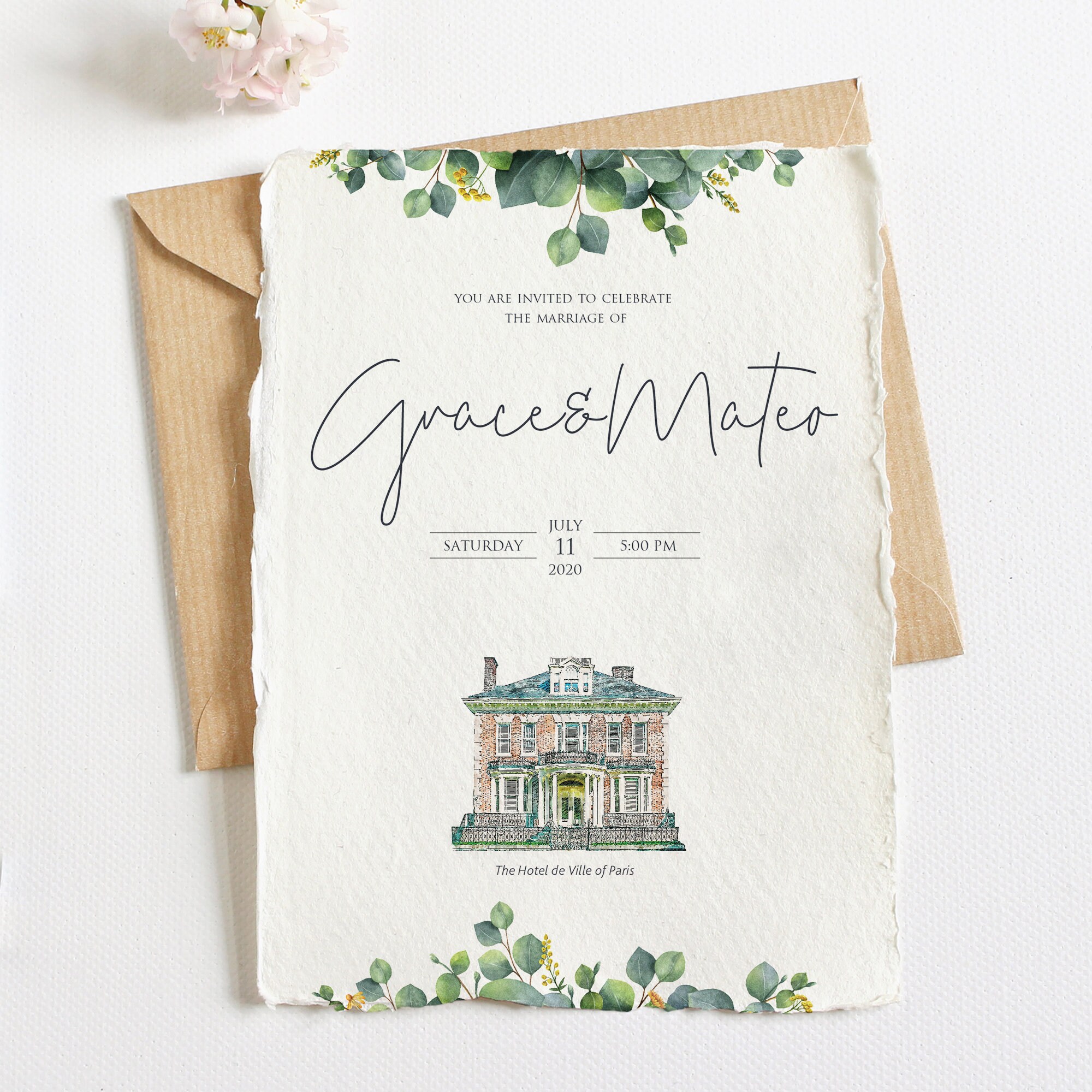 Custom Church Wedding Invitation Wedding Invites Watercolor | Etsy