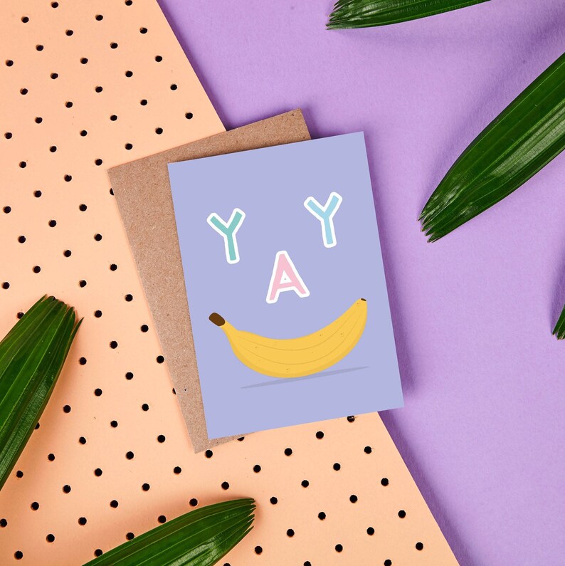 YAY Banana Smile Birthday Card Food Card - Etsy
