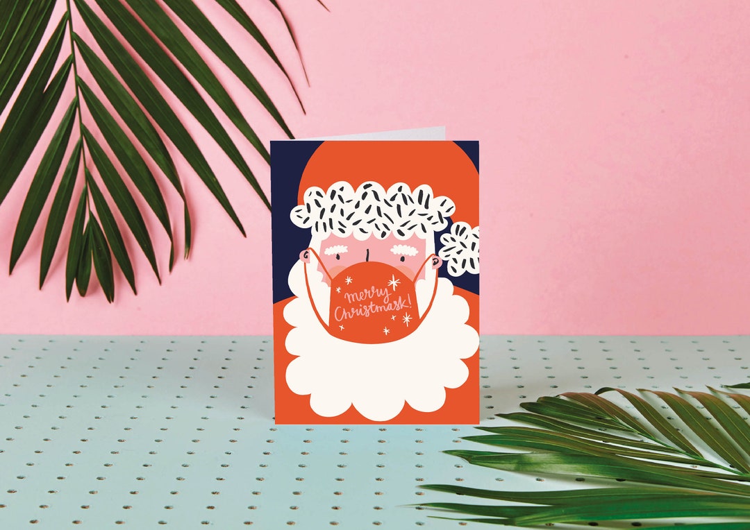 Merry Chrismask Face Mask Puns 2020 Christmas Card Father Christmas ...