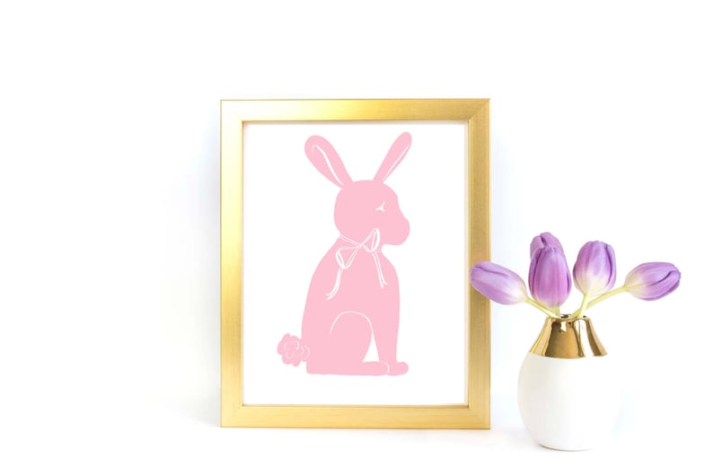 Printable Art: Bunny Silhouette in Pink Nursery & Children's Prints ...