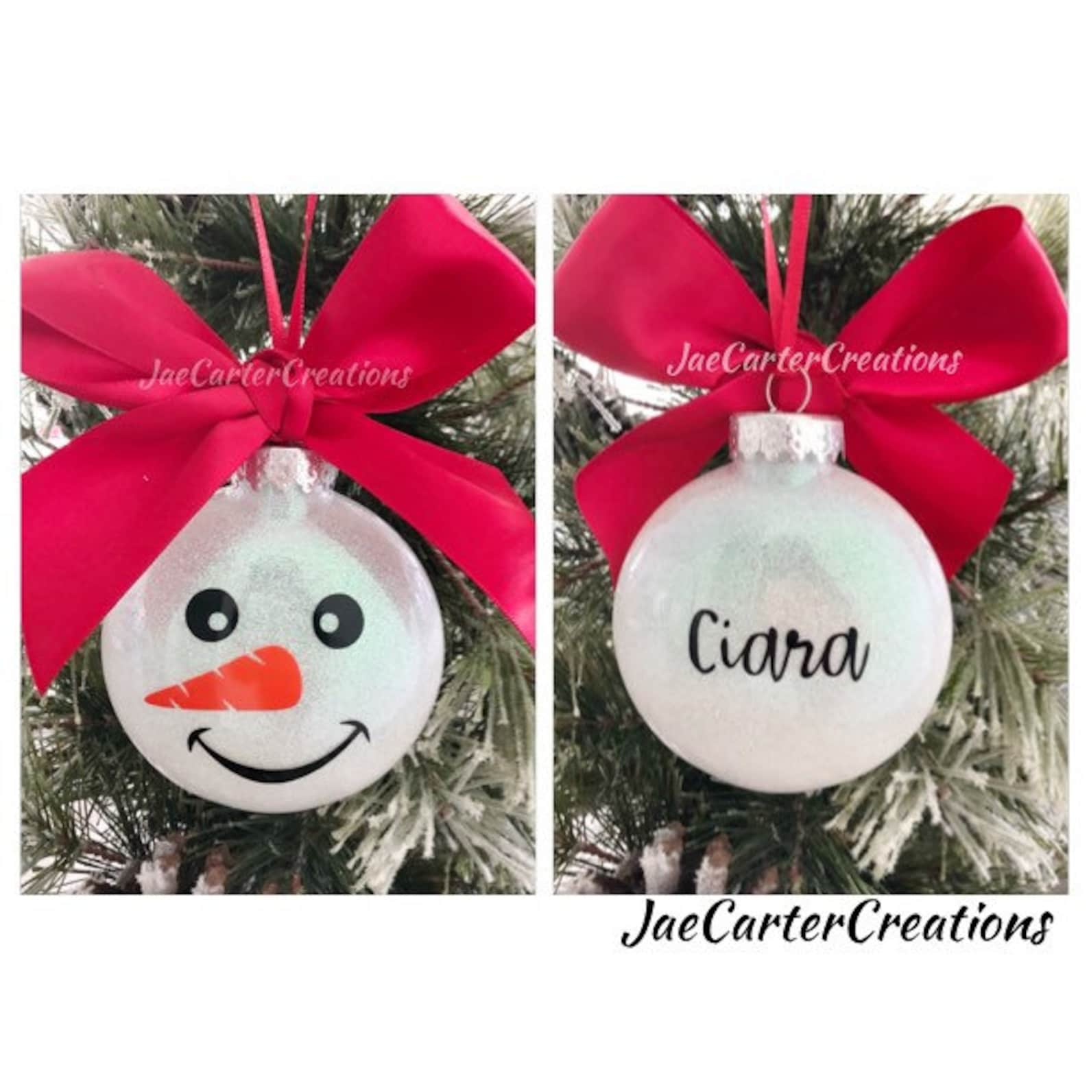 Personalized Snowman Ornament Snowman Ornament Plush - Etsy