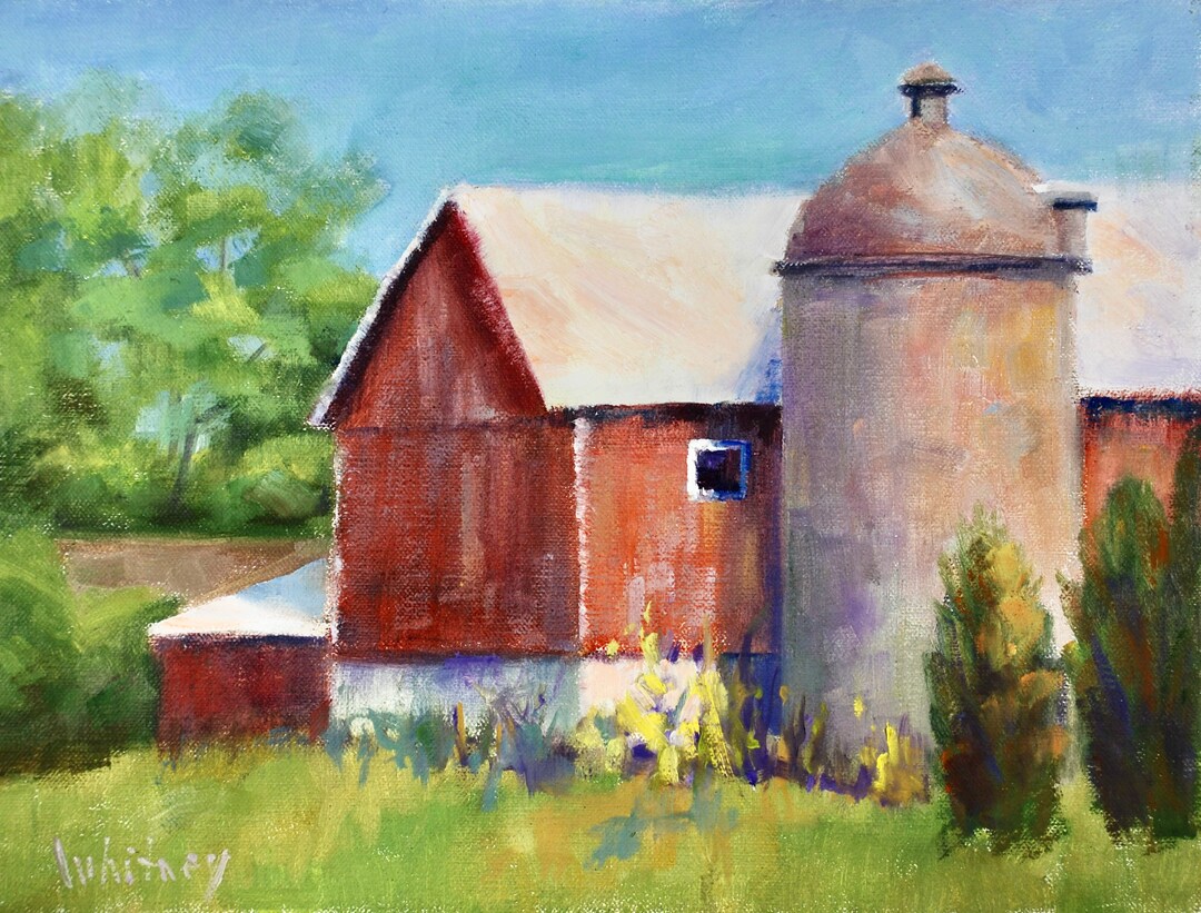 Red Barn in Wisconsin, Midwest Landscape, Oil Painting, Landscape ...