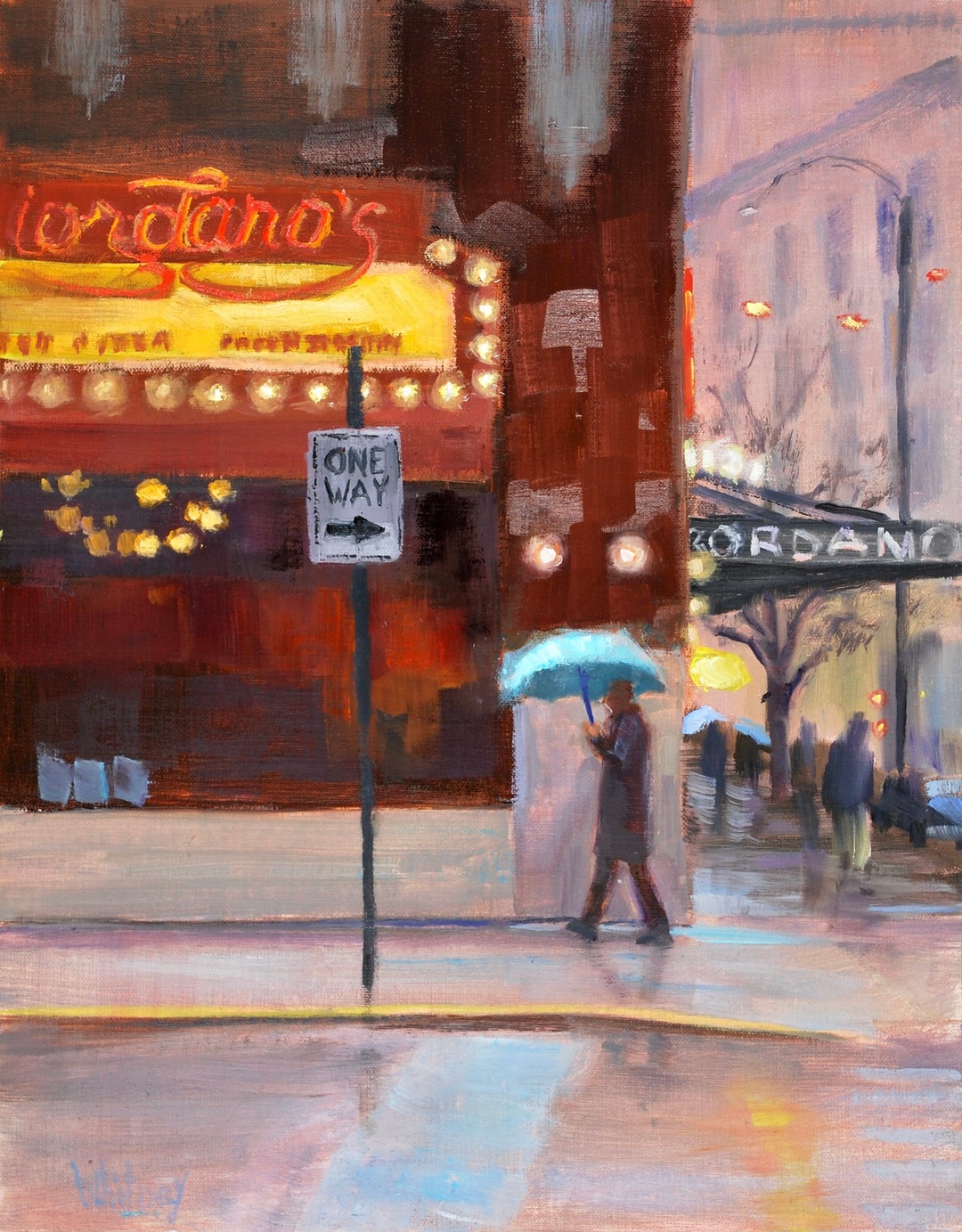 Chicago Painting, City Landscape, Rosebud on Rush, Rush Street, Street ...