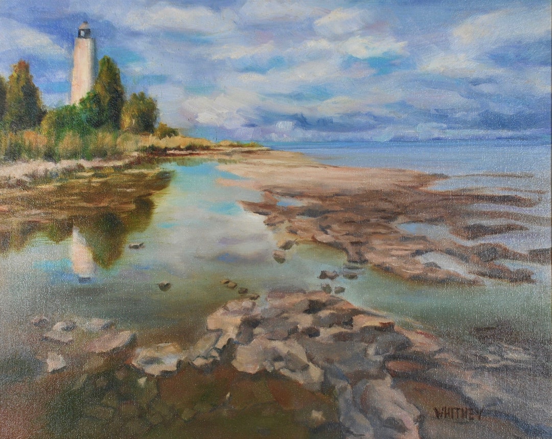 Door County Painting, Oil Painting, Cana Lighthouse, Lake Michigan ...