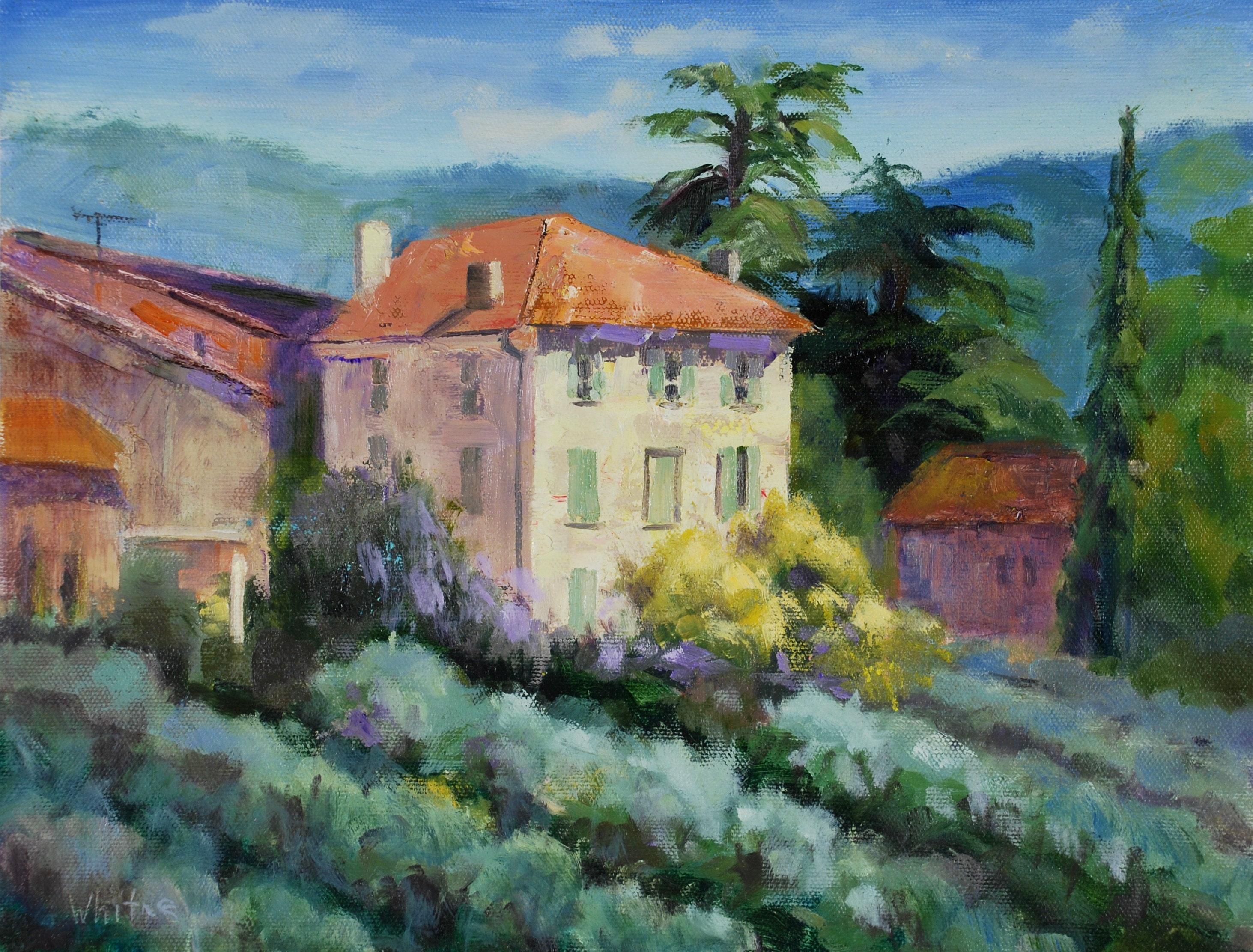 Provence Oil Painting Landscape, French Village Mountainside Home, La ...