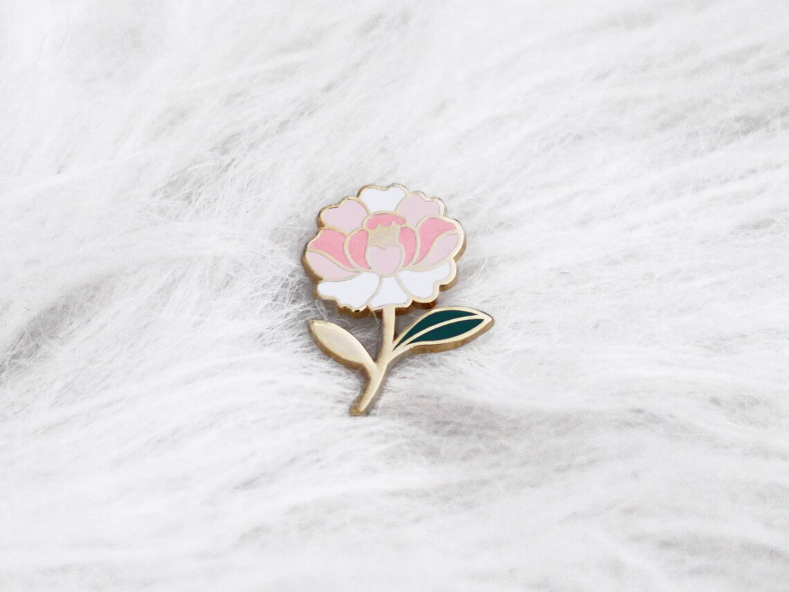 Pin's fleur pivoine pin's émaillé nature broche | Etsy France