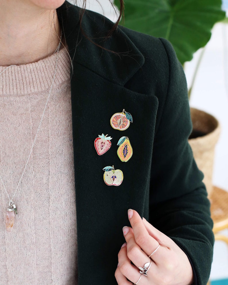 Pins Fruit Strawberry - Enamel Lapel Pin - Red Fruit - Glitters - Etsy