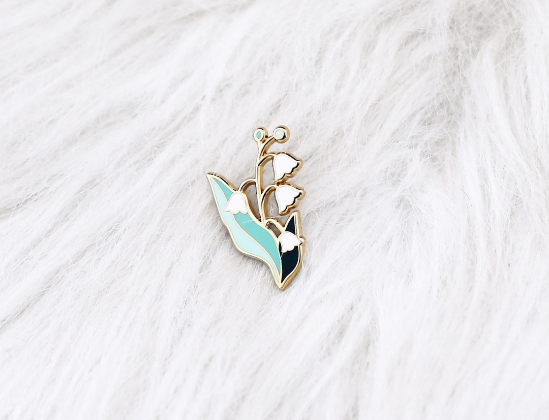 Pins Lily of the Valley Flower - Lucky Charm - Enamel Pins Gold Metal ...