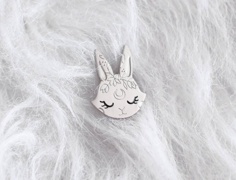 Pins Rabbit Silver Brooch Enamel Pin Silver Metal - Etsy